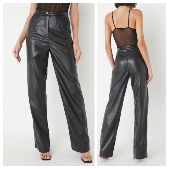 Missguided | Pants & Jumpsuits | Nwt Missguided Faux Leather Wide Leg ...